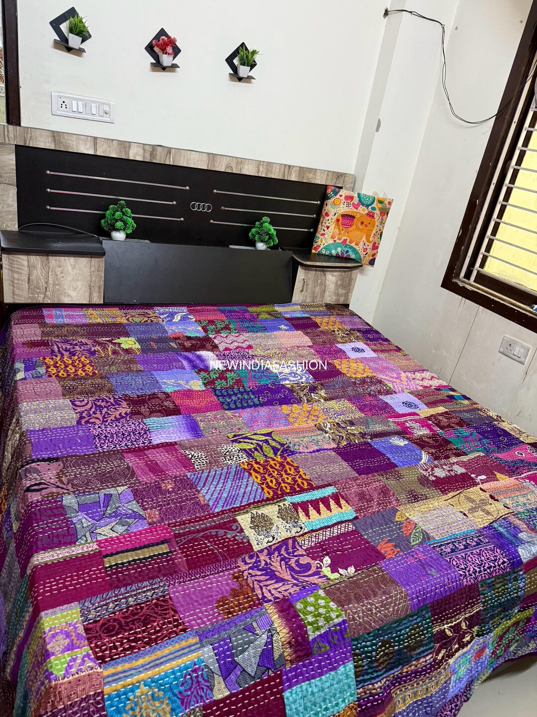 Bohemian Patchwork Quilt Kantha Quilt Handmade Vintage Quilts Boho King ...