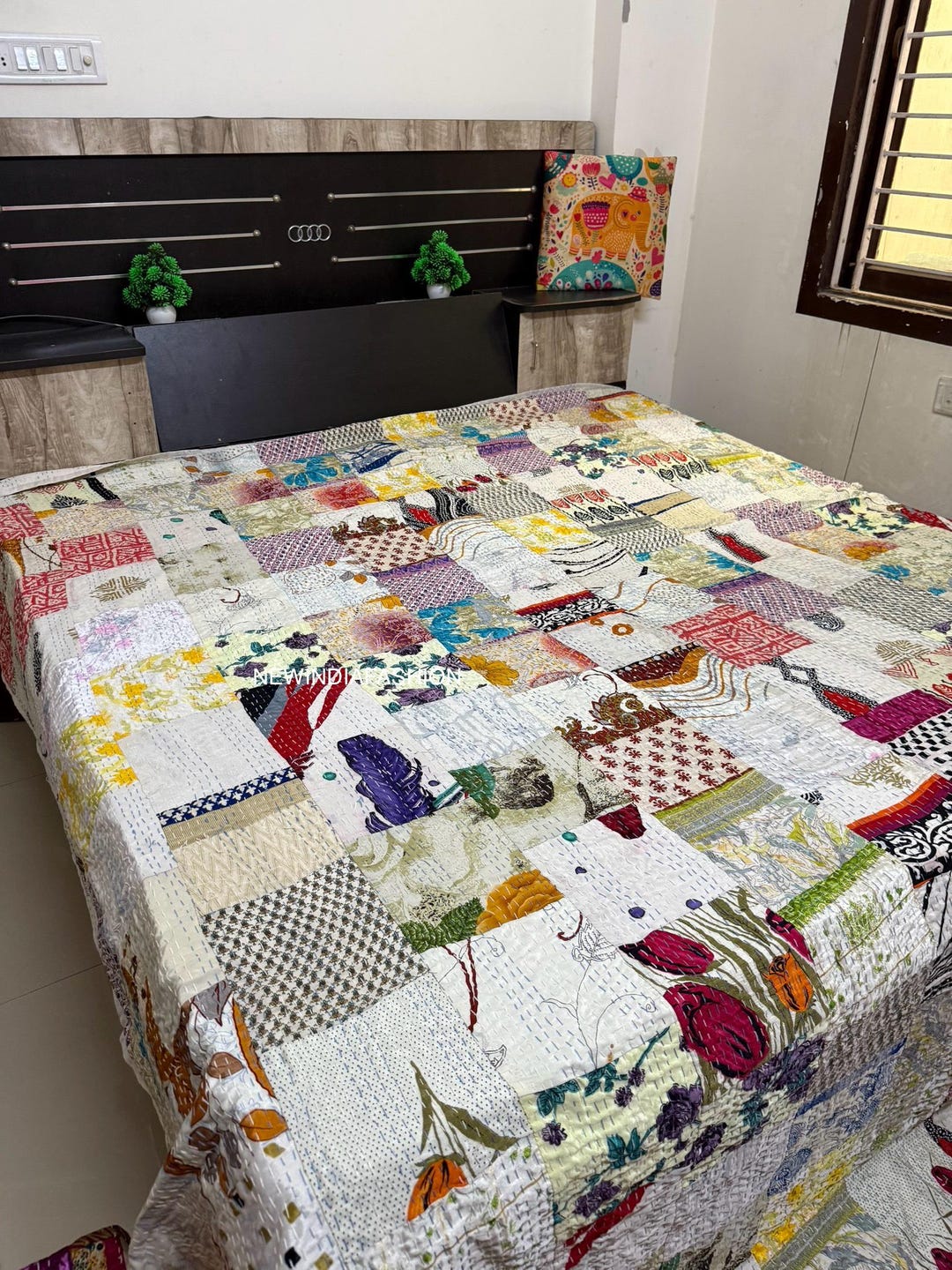 Bohemian Patchwork Quilt Kantha Quilt Handmade Vintage Quilts Boho King ...