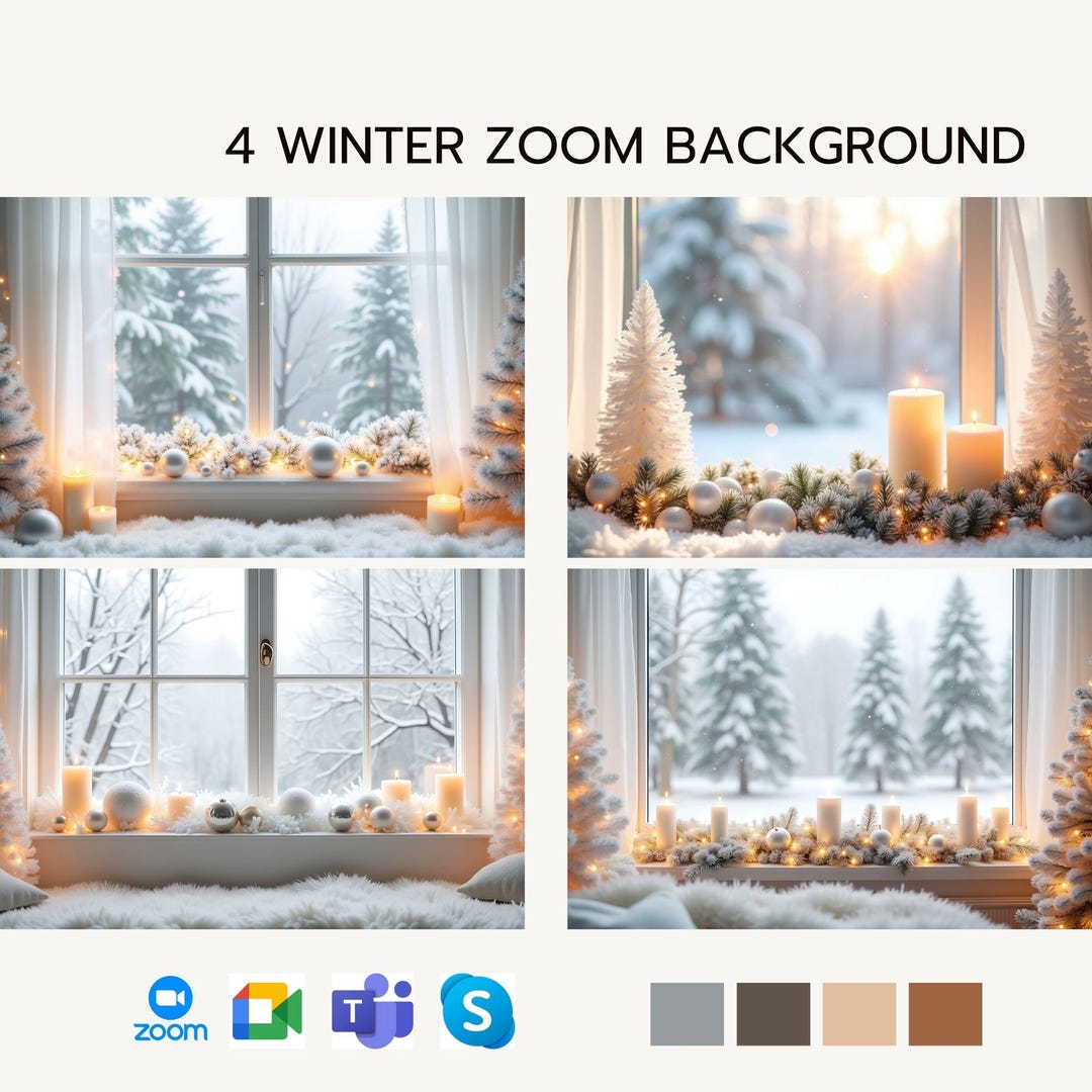 Winter Window Zoom Backgrounds | Cozy Holiday Scene (digital Download ...