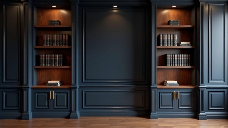 Luxury Library Bookshelf Zoom Background | Dark Academia Office ...