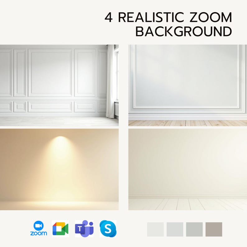 Neutral Minimalist Zoom Backgrounds: Professional Office Set of 4 ...