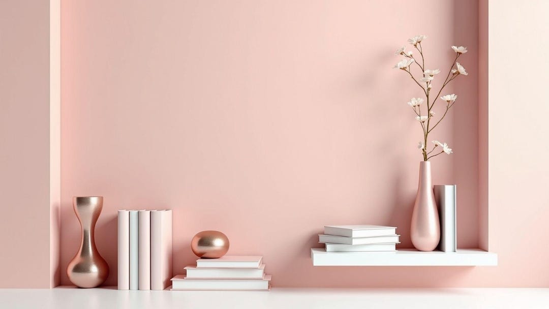 Blush Pink Office Zoom Background | Floating Shelf Bookshelf Backdrop ...