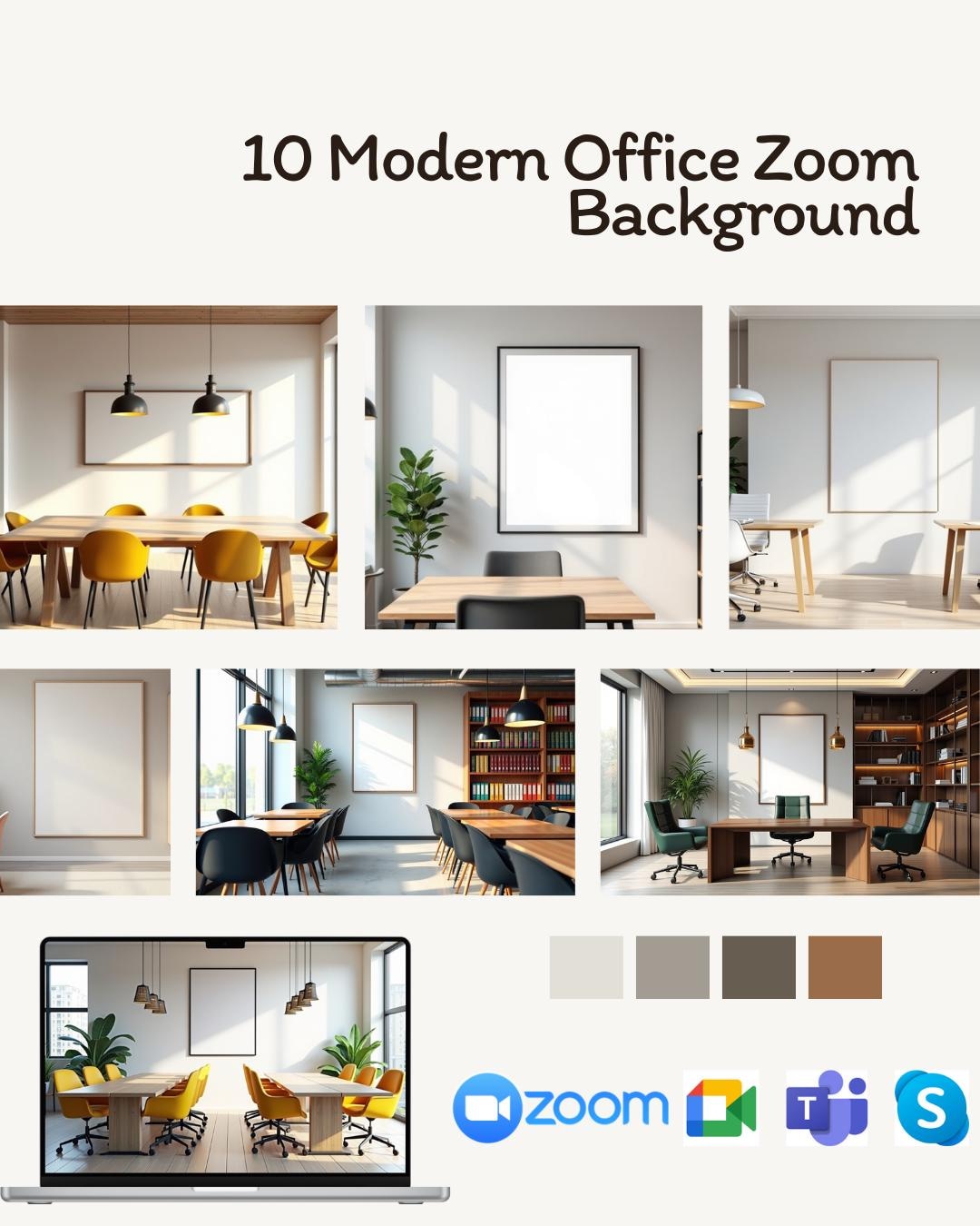 Modern Office Zoom Background: Minimalist Workspace (digital Download ...