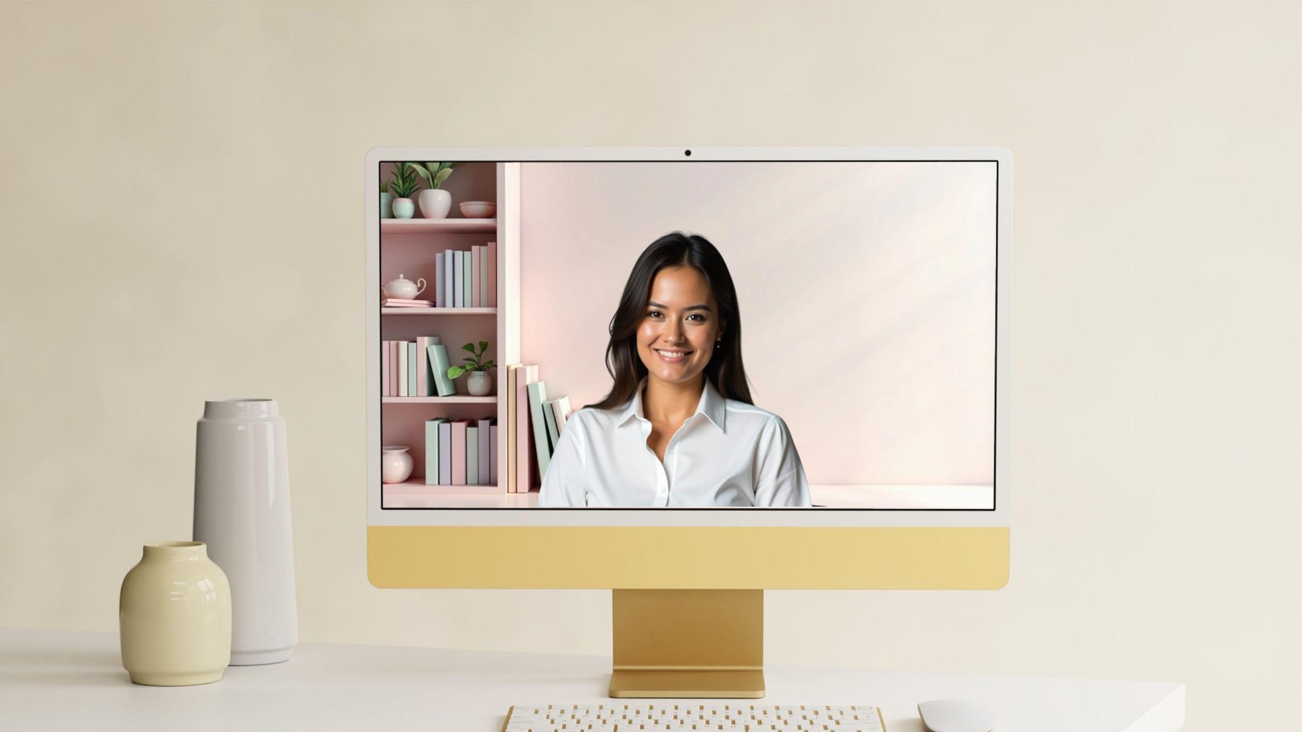 Pastel Bookshelf Zoom Background | Cozy Virtual Office (4K Digital ...