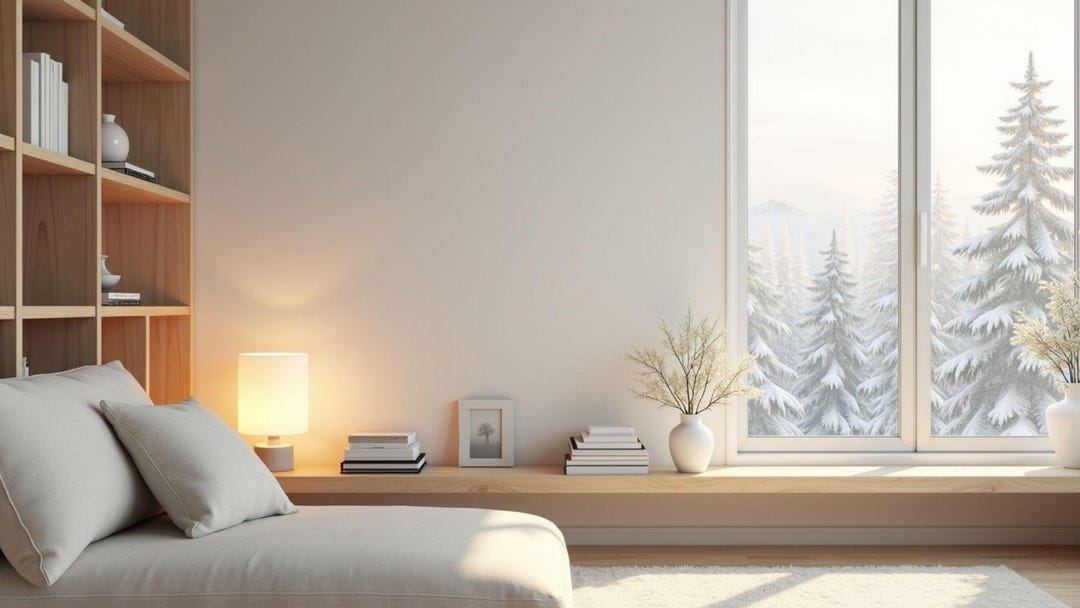 Scandinavian Winter Zoom Background | Cozy Neutral Home Office ...