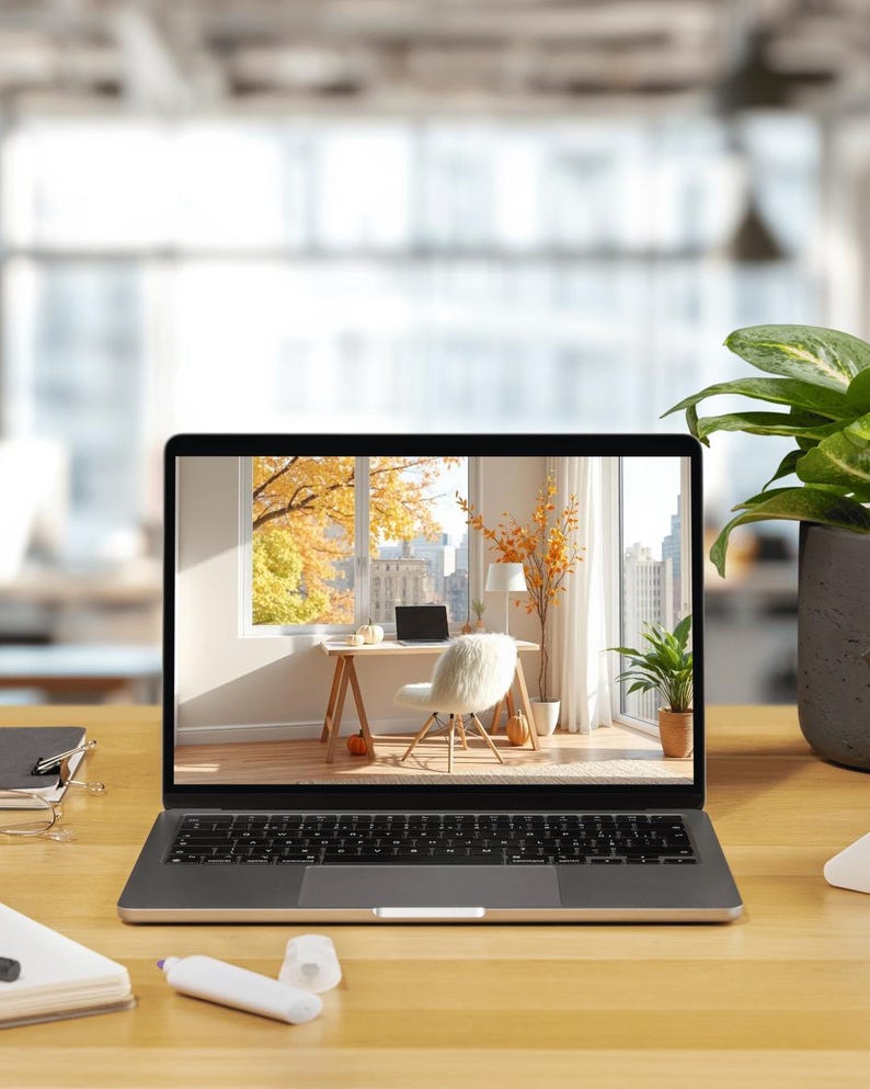 Autumn Zoom Background Bundle (10 Styles) | Cozy Office, Bookshelf ...