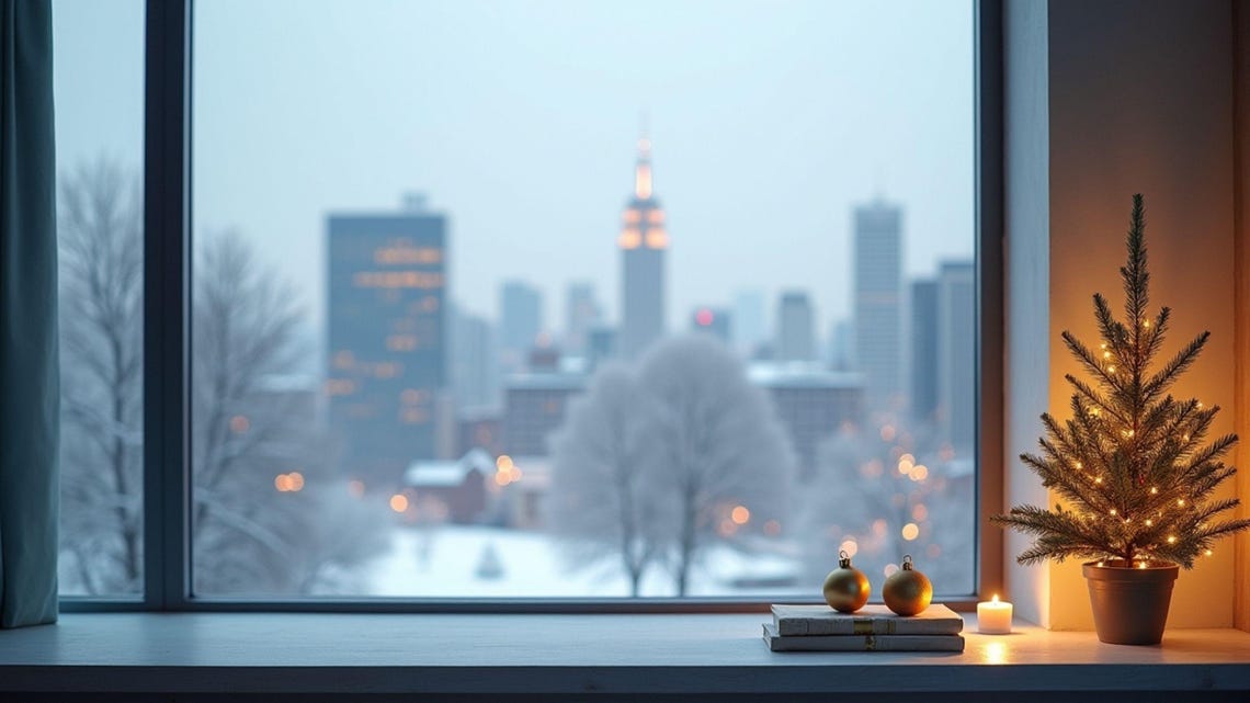 Luxury Winter Office Zoom Background | Snowy City Skyline | Modern ...