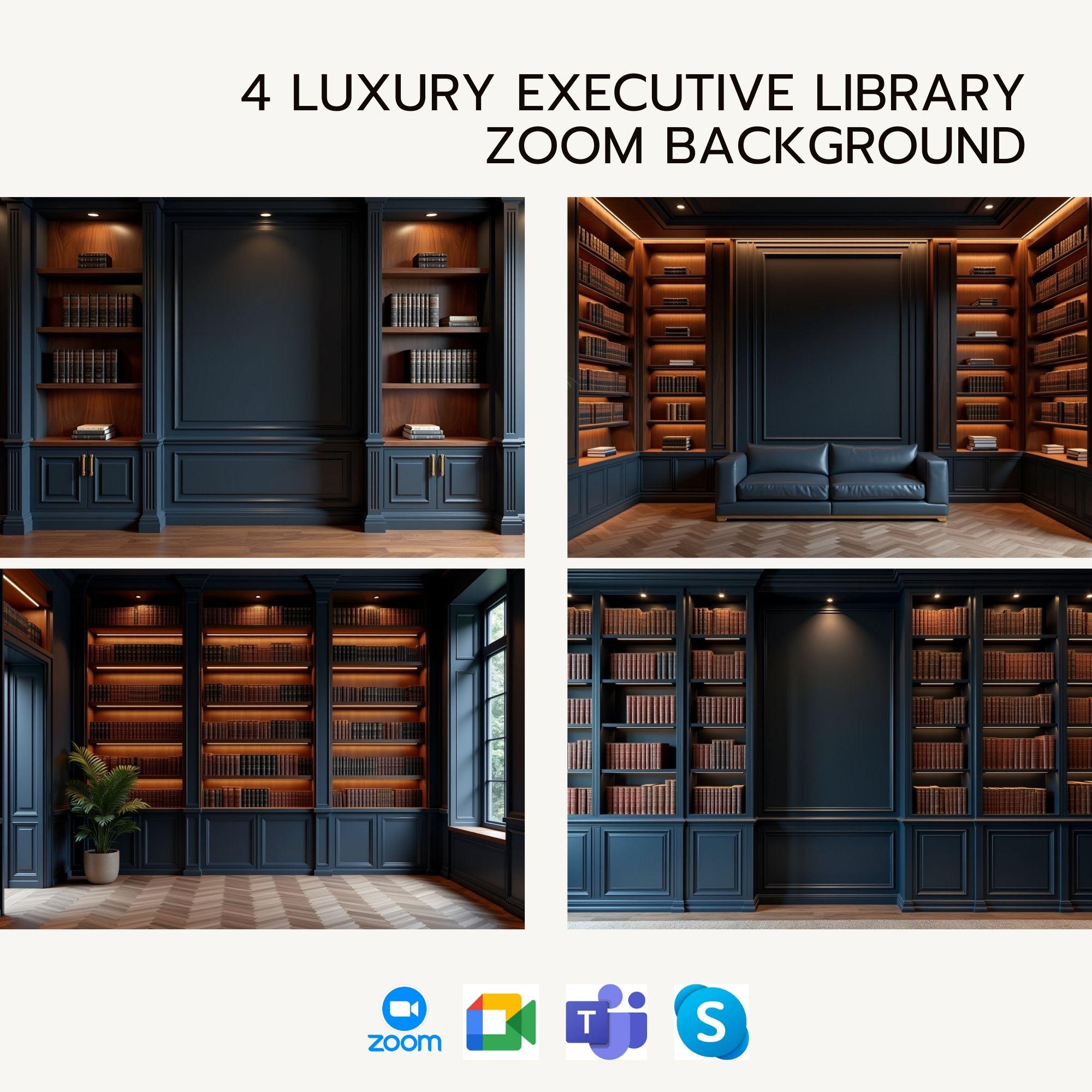 Luxury Executive Library Zoom Background Set of 4 | Dark Academia ...
