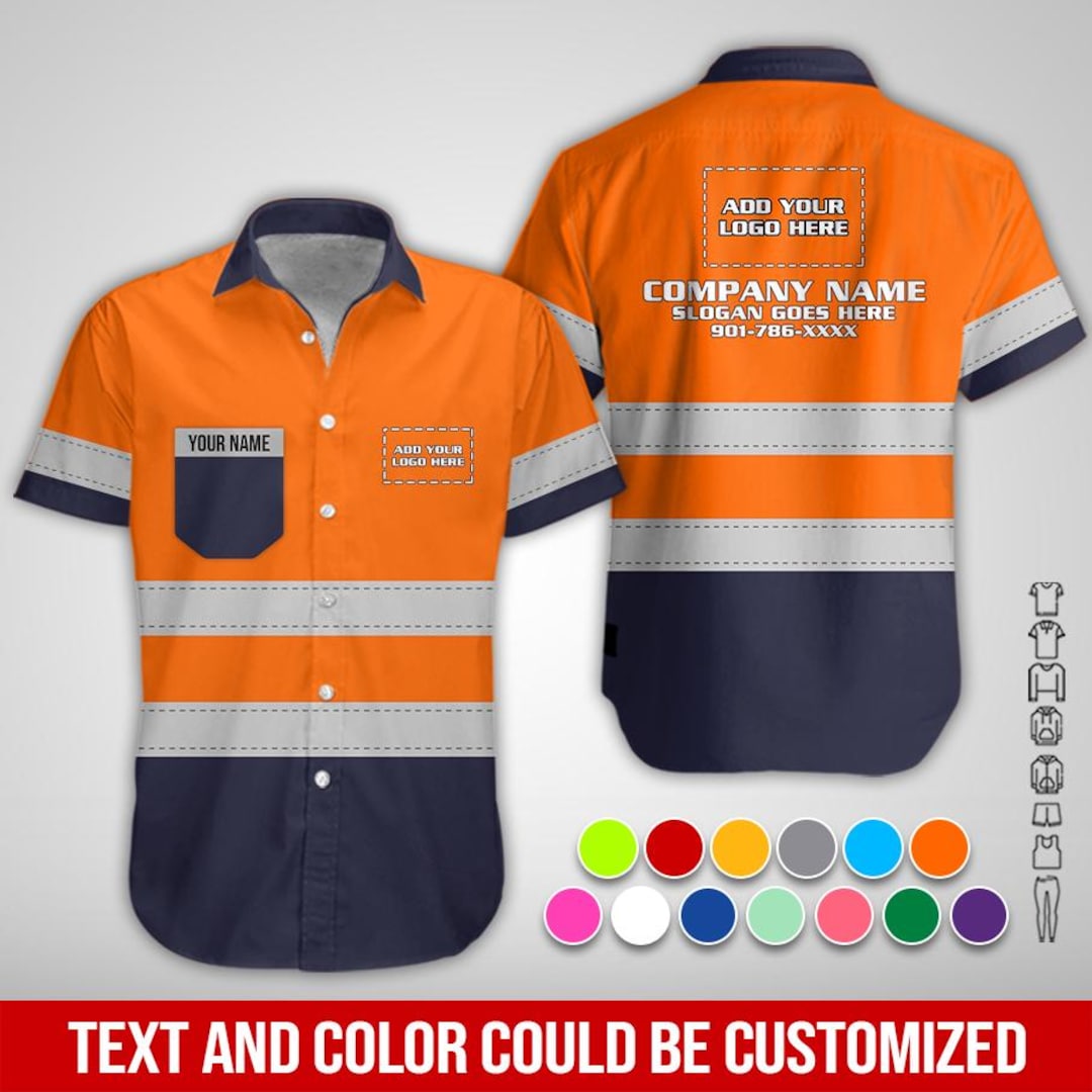 Custom Pocket Work Shirt: Personalized Name and Color Uniform - Etsy