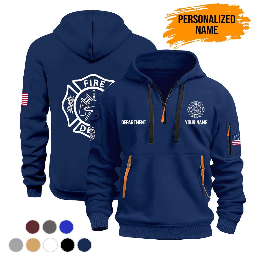 Custom Love Firefighter Quarter Zip Work Hoodie: Personalized Workwear ...
