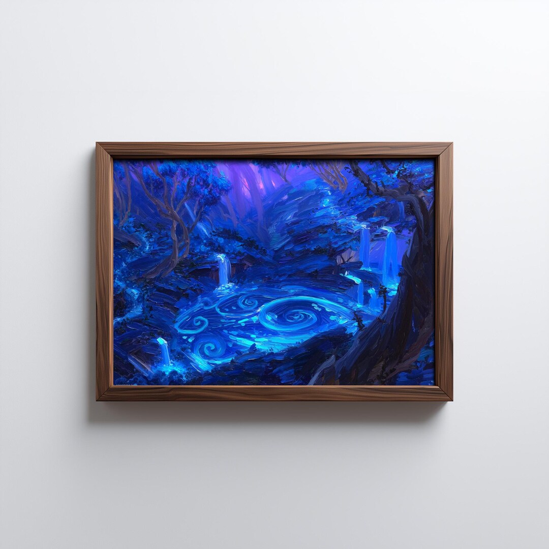 Twilight Pools Art Print: Oil Painting Fantasy Landscape – Unframed ...