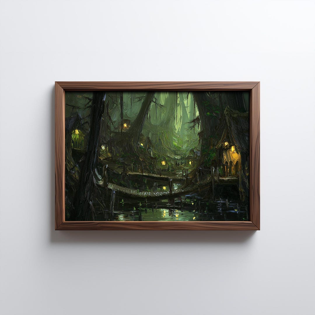 Witch Swamp Art Print: Oil Painting Fantasy Landscape – Unframed Matte ...