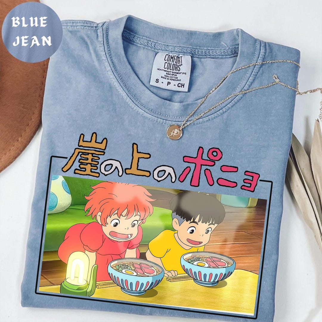 Vintage Ponyo & Sosuke Ramen Shirt, Sweatshirt, Hoodie, Studio Ghibli ...