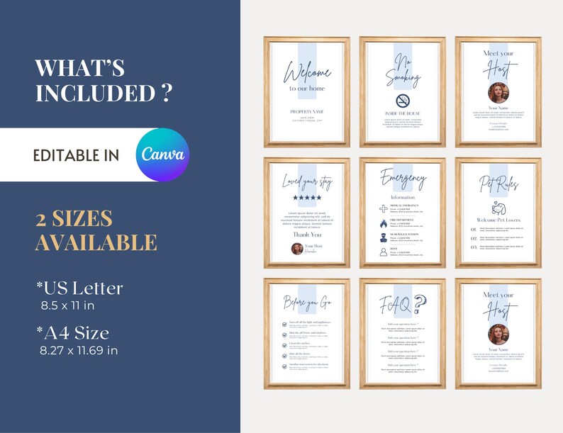 Editable Airbnb Welcome Sign Bundle, (digital Download) Canva Edit - Etsy