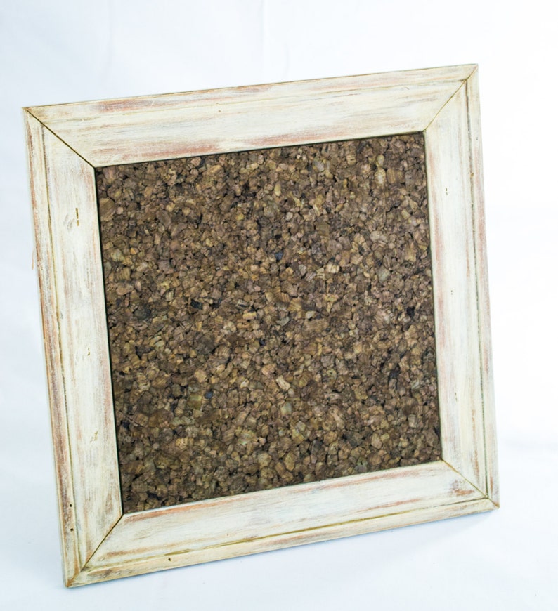 Distressed White Bulletin Board 12x12 Rustic Cork Board Home - Etsy