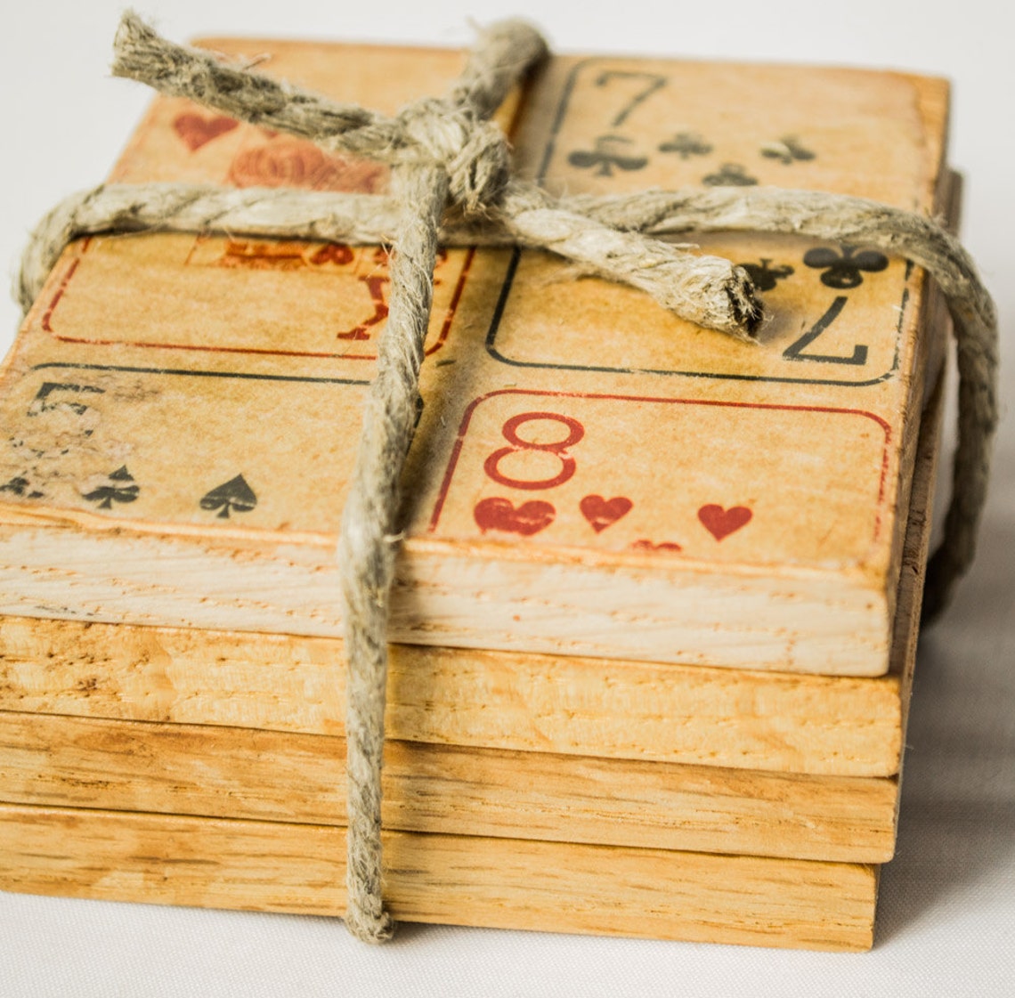 Playing Card Wood Coaster Set Beverage Coaster - Etsy