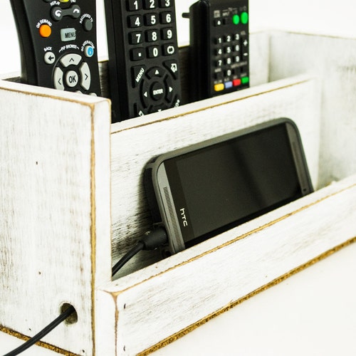 Wood Charging Station Organizer Remote Control Holder - Etsy
