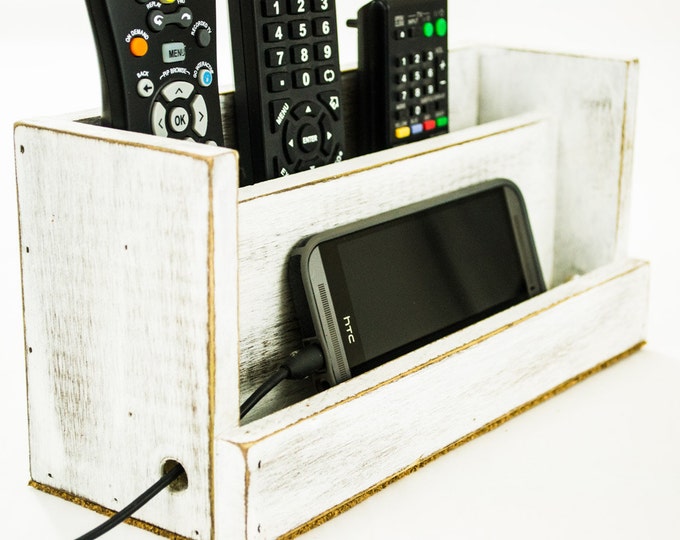 Wood Charging Station Organizer | Remote Control Holder - Etsy