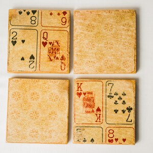 Playing Card Wood Coaster Set Beverage Coaster - Etsy