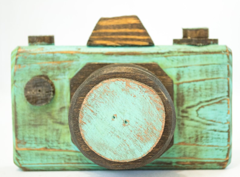 Vintage Camera Distressed Teal Wood Camera Rustic Home Decor - Etsy