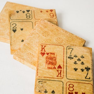 Playing Card Wood Coaster Set Beverage Coaster - Etsy