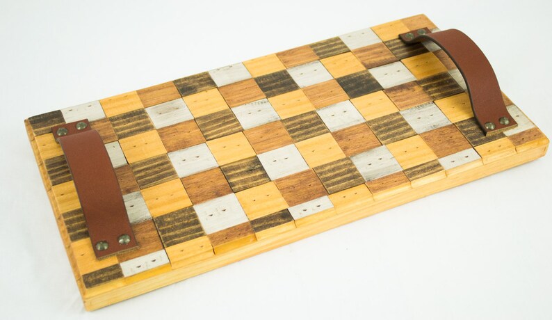 Checker Pattern Wooden Serving Tray Rustic Kitchen and Dining - Etsy