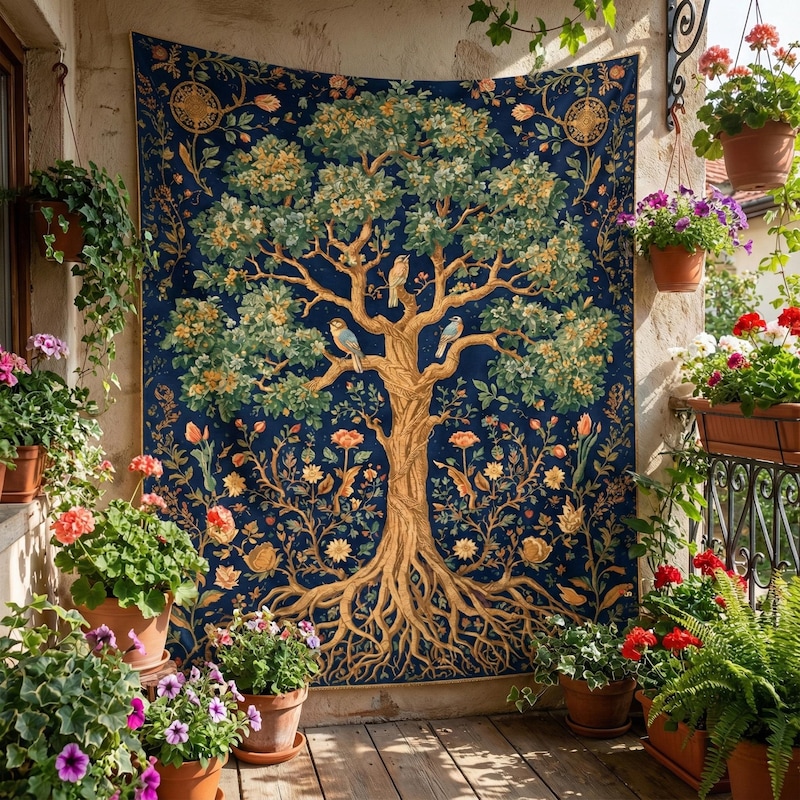 Tapestry Fabric Dark Blue - Etsy