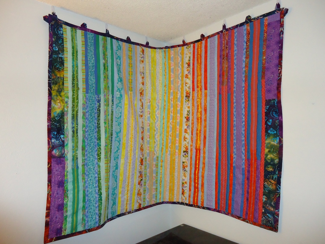 Rainbow Quilt, Rag Style Quilt, Layered Quilt, Colorful Quilt - Etsy