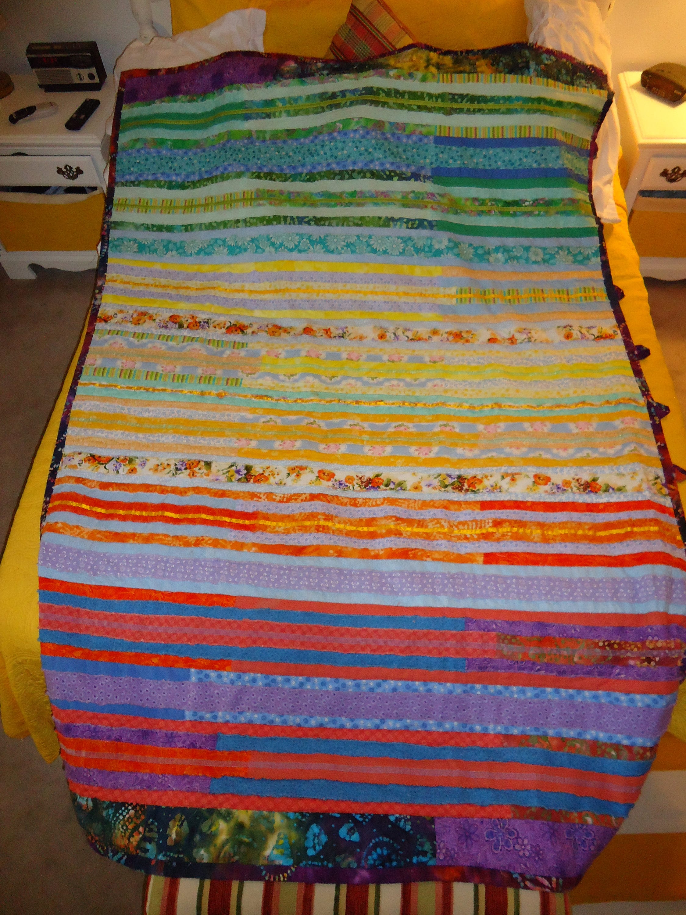 Rainbow Quilt, Rag Style Quilt, Layered Quilt, Colorful Quilt - Etsy