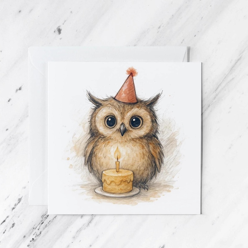 Owl Birthday Card - Etsy UK