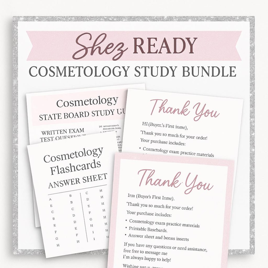 Cosmetology State Board Exam Study Bundle: Practice Test + Flashcards ...