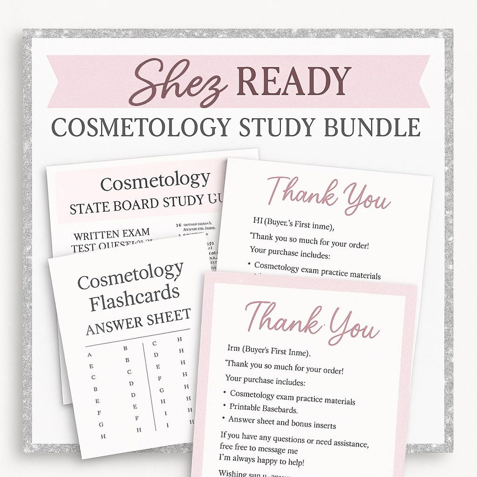 Cosmetology State Board Exam Study Bundle: Practice Test + Flashcards ...