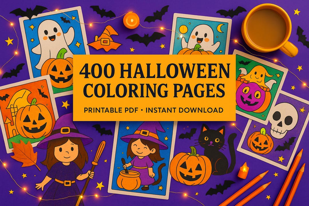 400 Halloween Coloring Pages Bundle | Printable PDF for Kids and Adults ...