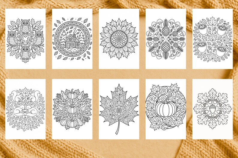 50 Autumn Mandala Coloring Pages | Cozy Fall Printable PDF | Instant ...