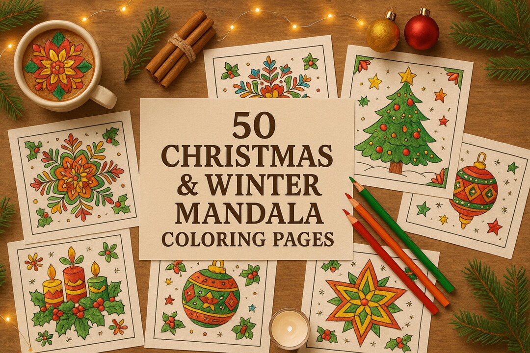 50 Christmas Mandala Coloring Pages – Winter Holiday Festive Designs ...