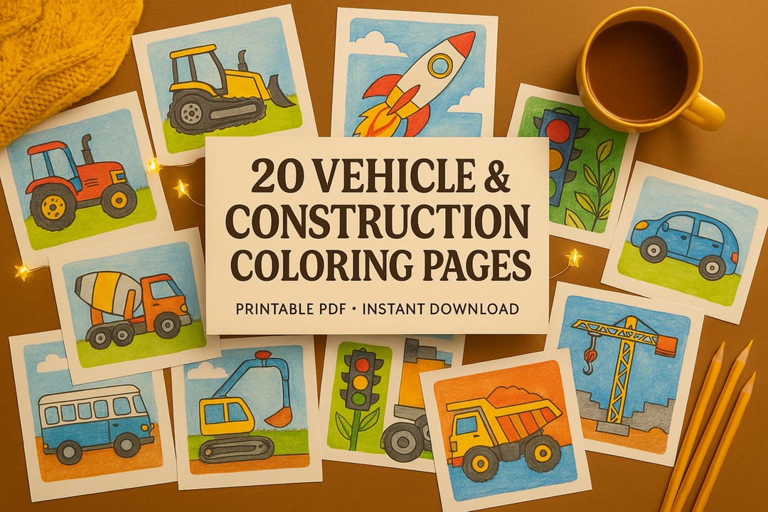 Vehicles Coloring Pages: Cars, Trucks, Airplanes (printable PDF) - Etsy
