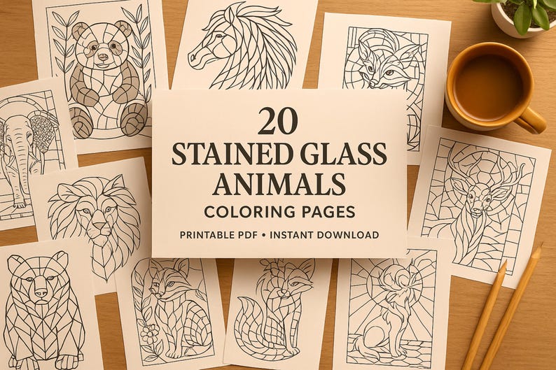 20 Stained Glass Animals Coloring Pages – Printable PDF for Kids ...