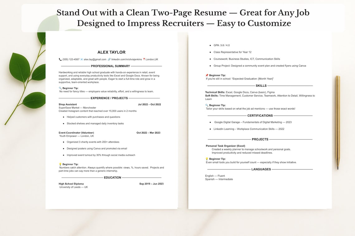 Simple Resume Template Bundle for Any Job | ATS Friendly Resume | Word ...