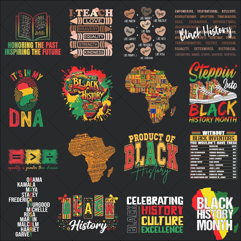 Black History Month PNG Bundle (16 Designs), Trendy Martin Luther King ...