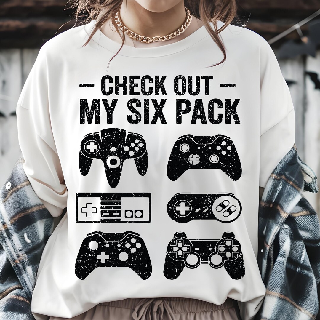 Check Out My Six Pack PNG, Video Game Controller, Funny Gamer Console ...