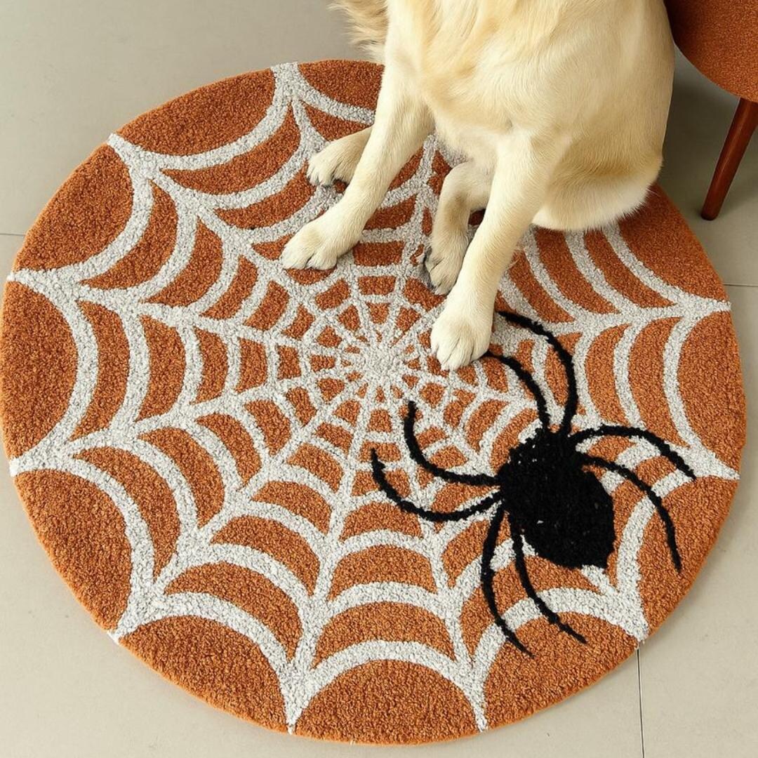 Hand-tufted Wool Blend Spider Web Rug | Halloween Home Decor - Etsy