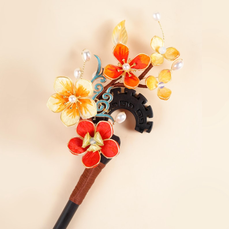 Autumn Blossom Hair Stick, Chinese Hair Jewelry, Ronghua Velvet Flower ...