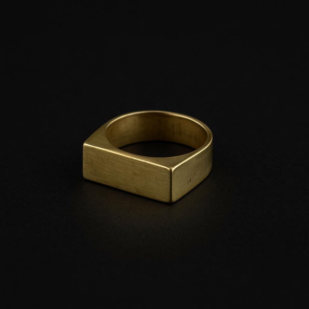 Square Signet Ring for Unisex, Casual Minimalist Chunky Band, Matte ...