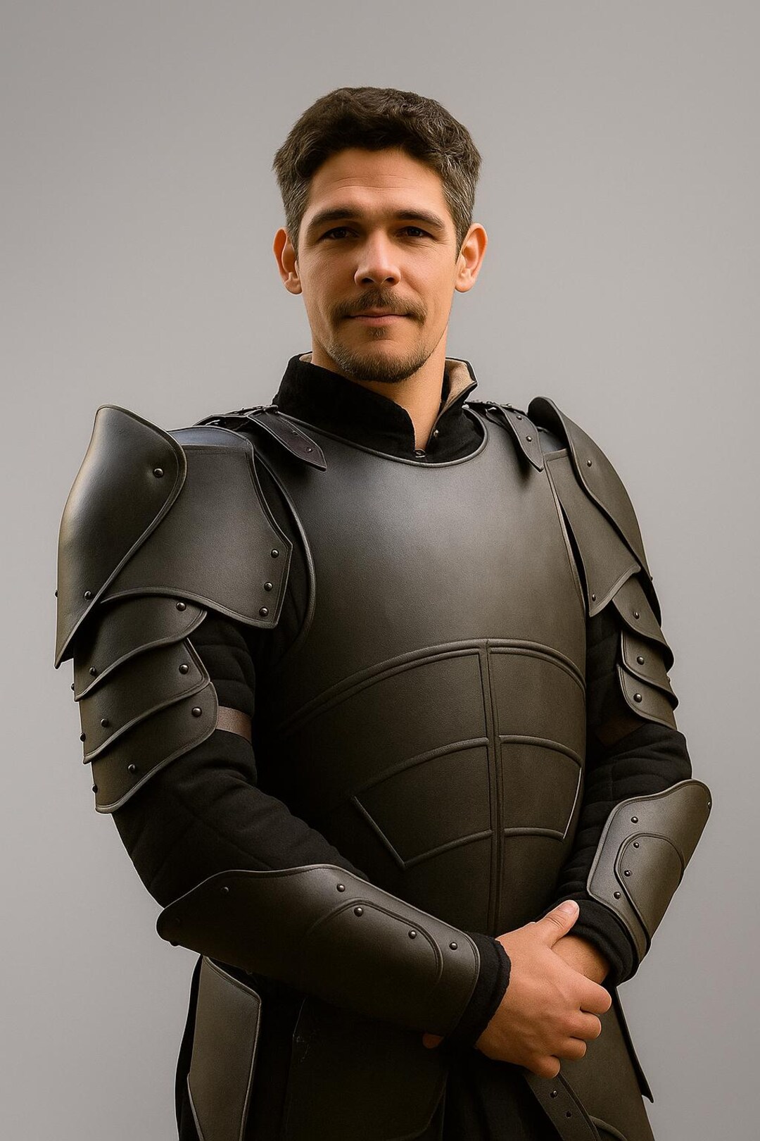 Medieval Undead Knight Full Armor Suit Steel Cuirass Blackened Armor L ...