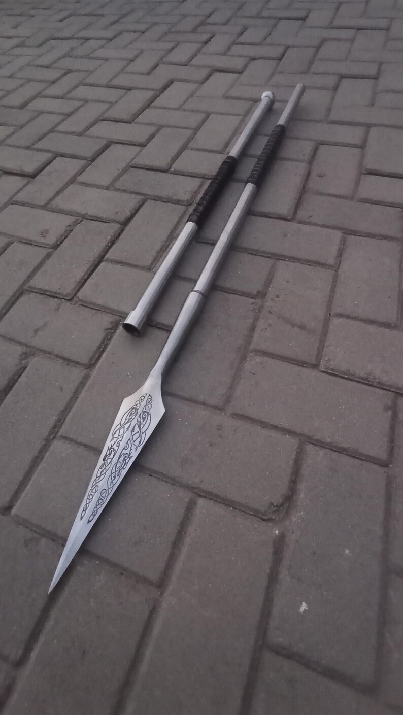 Hand-forged Spear With Celtic Engraving – Viking Style Steel Spear ...