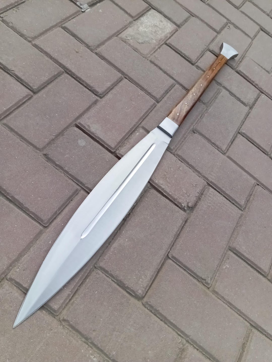 Zulu Iklwa Sword-spear: 18" Carbon Steel Blade, Rosewood Handle, Hand ...