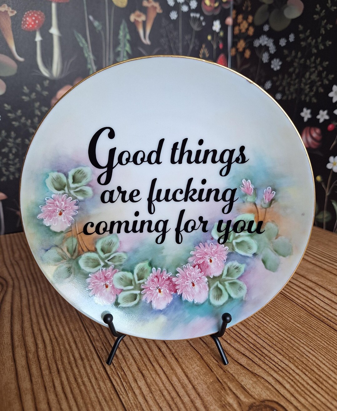 Upcycled Vintage China Plate Wall Hanging: Inspirational Swear Word ...