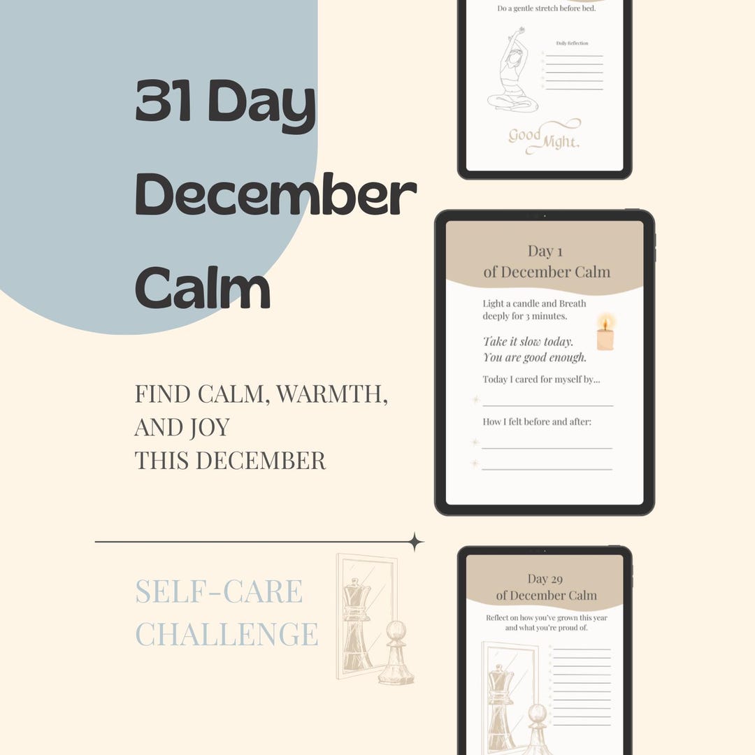 December Self Care Challenge Printable 31 Day Mindfulness Planner Cozy ...