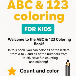 26 Fun ABC 123 Coloring Pages for Kids Alphabet and Number Tracing ...