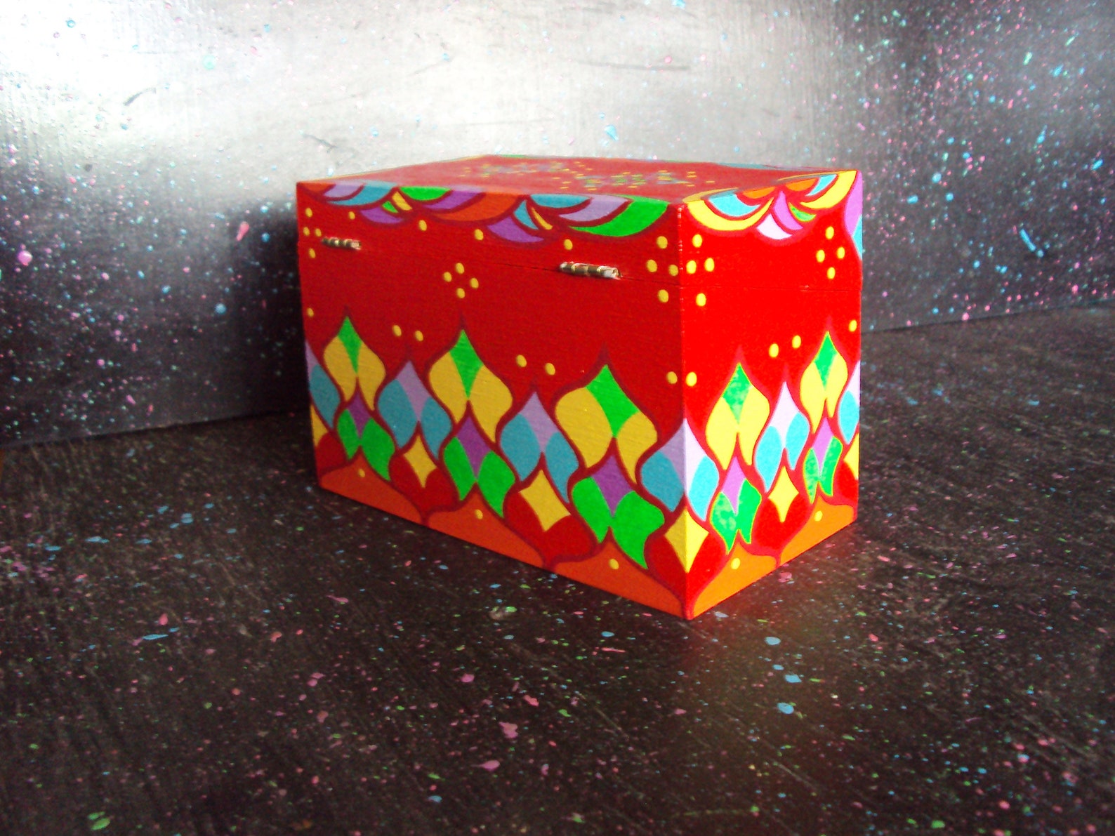 Bright Red Handpainted Decorative Wood Box Recipe Box Floral - Etsy